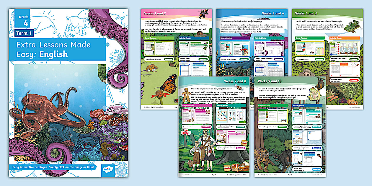 FREE! - Grade 4 - Term 1 - English Extra Lessons - Interactive Guide
