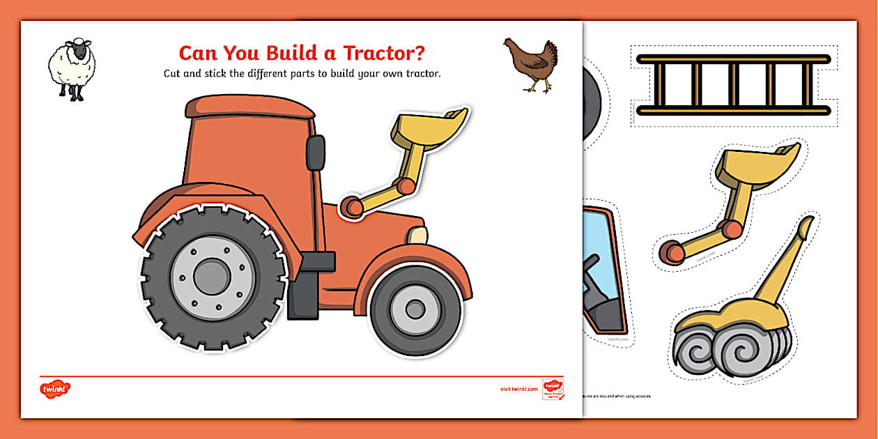 Tractor Cutting Skills Activity (teacher made) - Twinkl