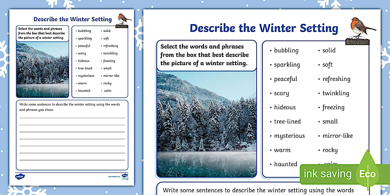 Describe a Winter Setting Writing Activity (teacher made)