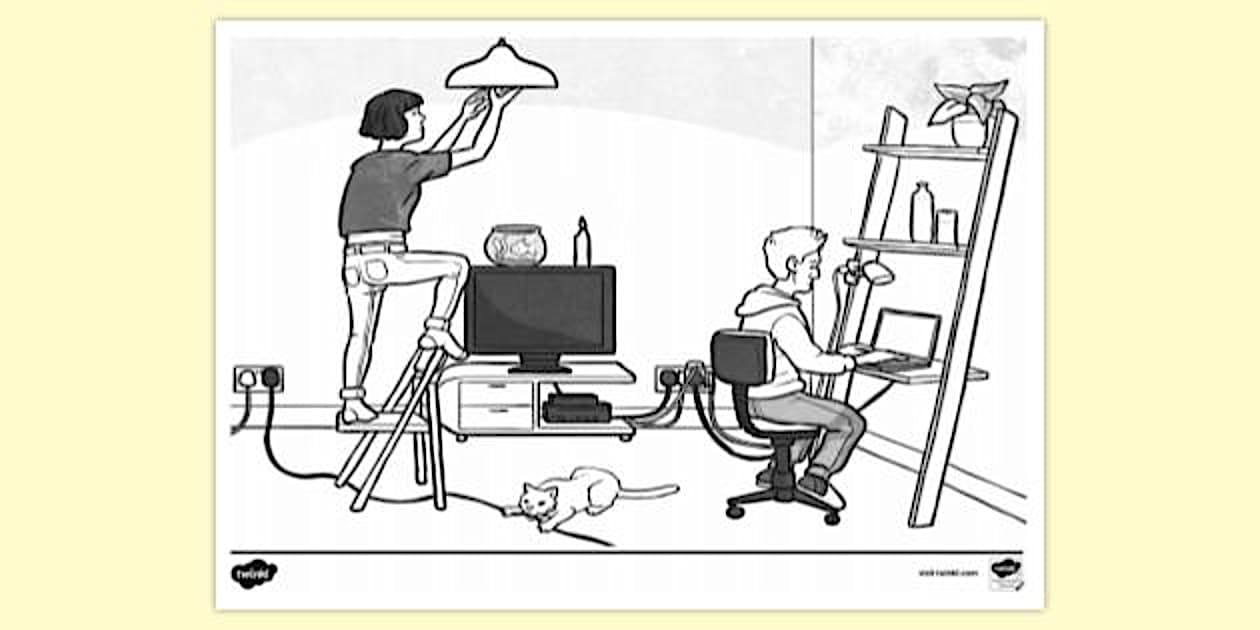 Home Safety Colouring Page | Colouring Sheets (teacher made)