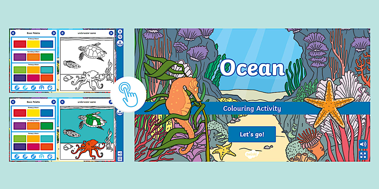 Ocean Interactive Colouring Activity (teacher made) - Twinkl