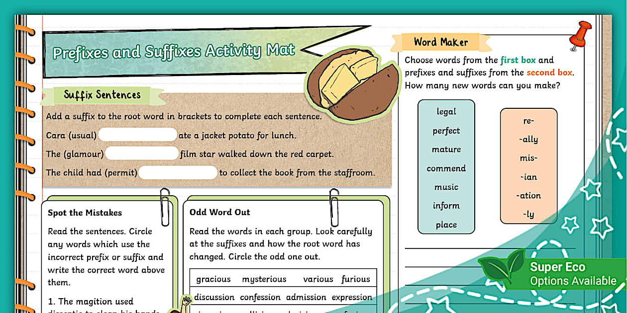 Prefixes and Suffixes Activity Mat (Ages 7 - 9)