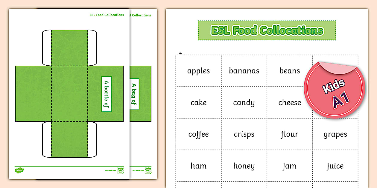 ESL Food Collocations Sorting Activity [Kids, A1] - Twinkl