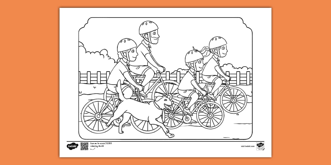 KS1 Cycling Colouring Page (teacher made) - Twinkl