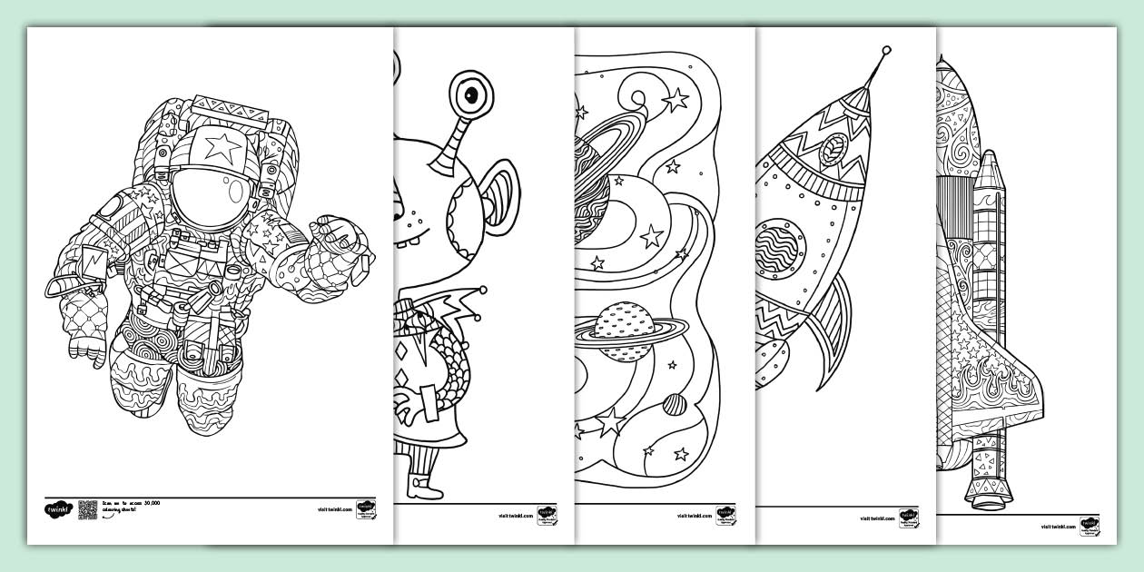 Editable Space Mindfulness Colouring Sheets (teacher made)