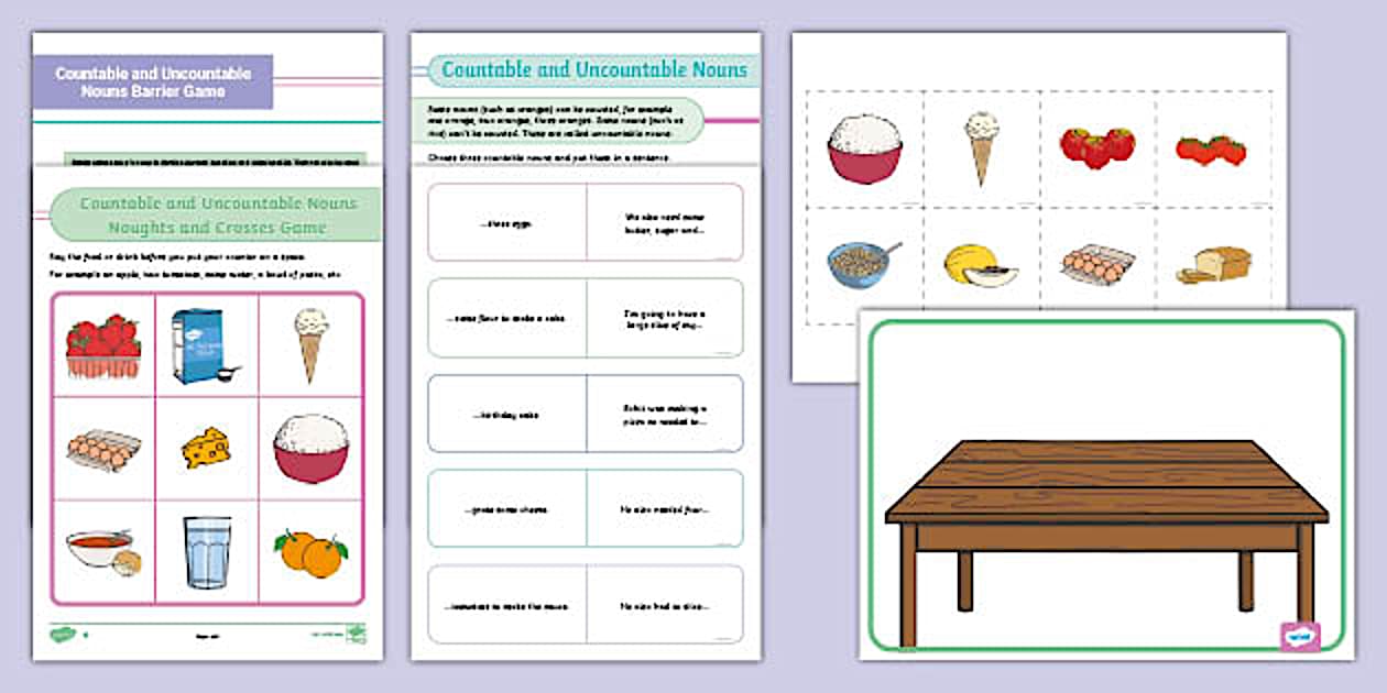 Countable and Uncountable Nouns - Younger Learners - Twinkl