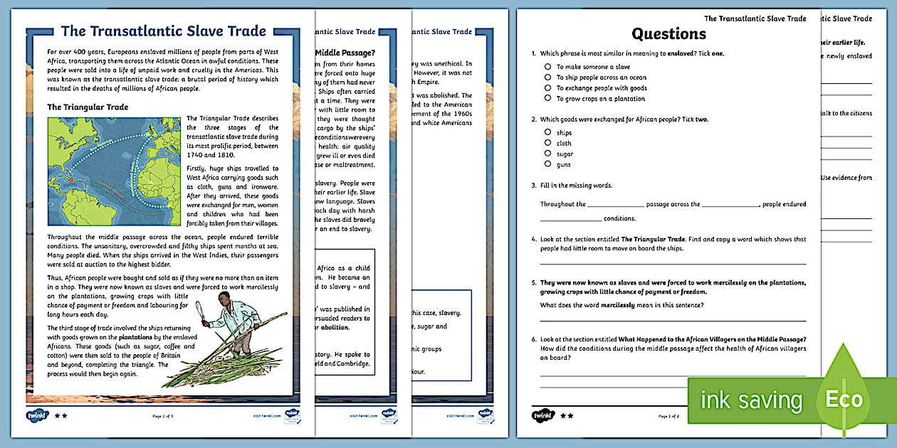 Transatlantic Slave Trade Activity - Triangular Trade Route