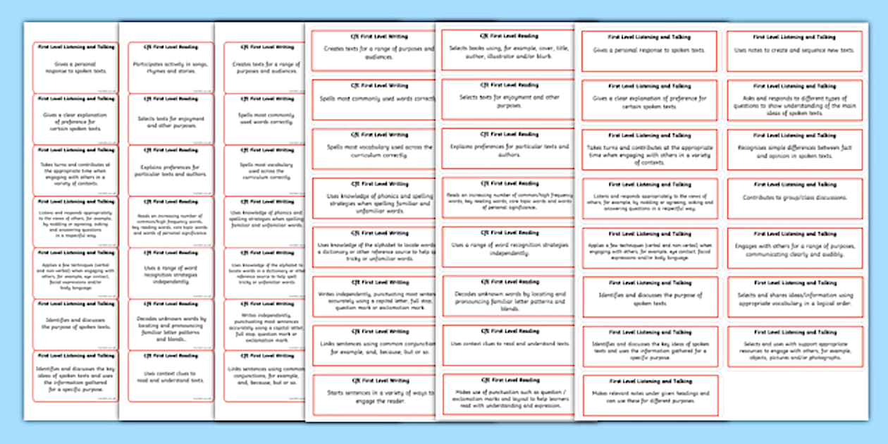 CfE First Level Literacy and English Benchmark Assessment Sticker Pack