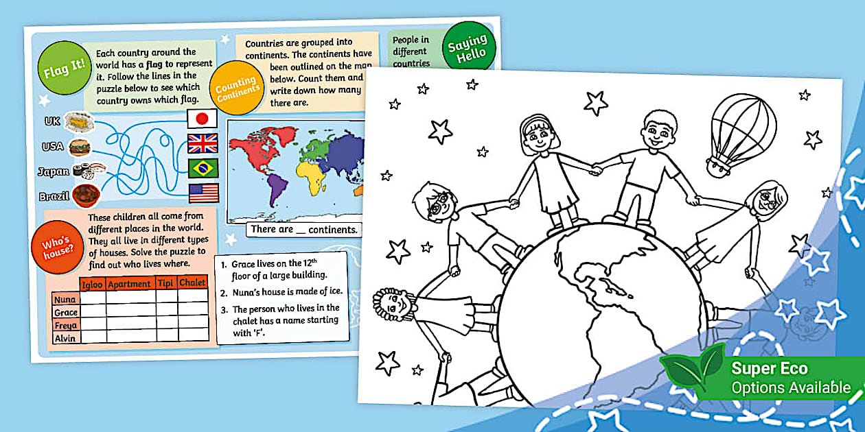 Around the World Tiny Activity Mat Age 3 - 5 (teacher made)