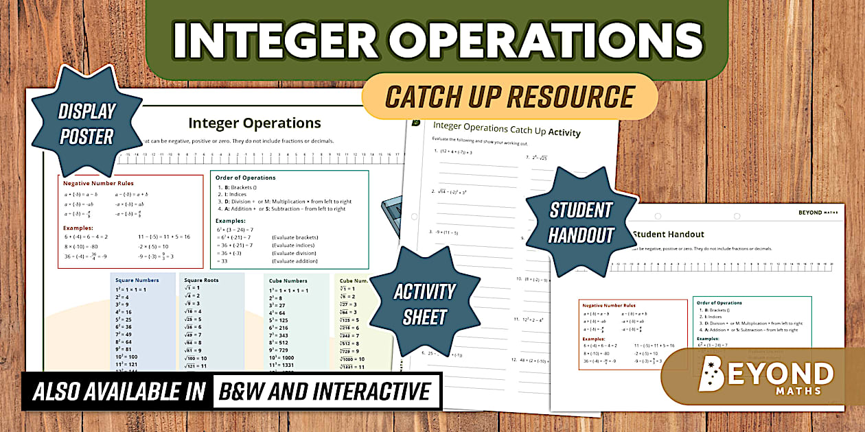 Integer Operations Catch Up Resource