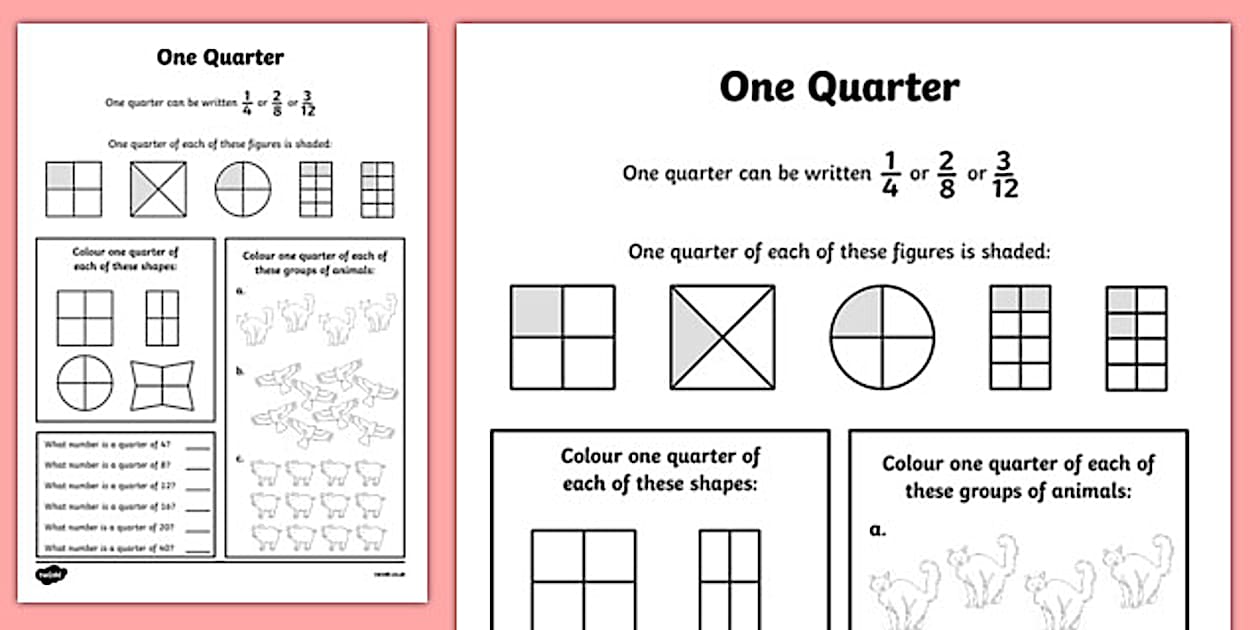 Fractions Halves and Quarters Worksheet - Twinkl Numeracy