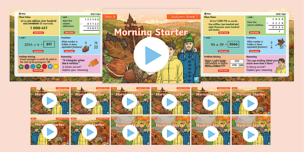 👉 Year 6 Maths Autumn Morning Starter Bumper Pack