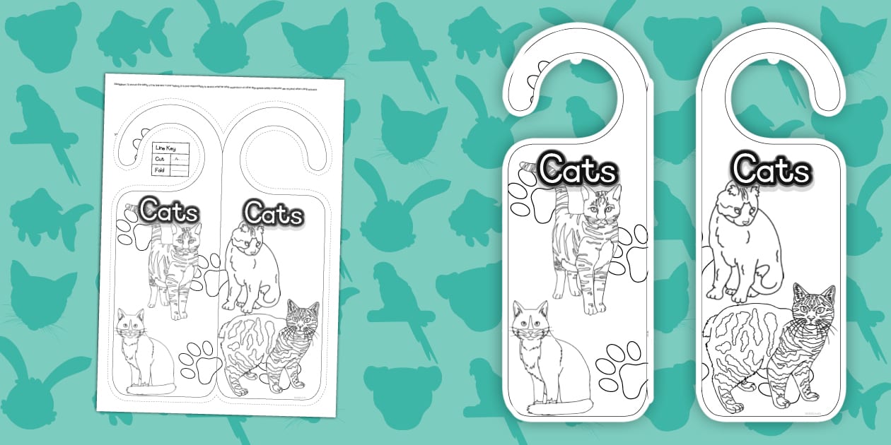 Life Skills - Door Hanger: Cat Colouring(CAPS Aligned)