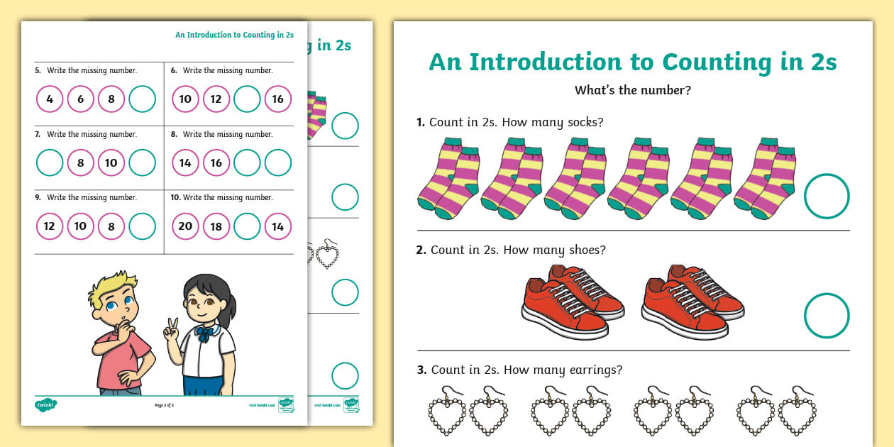 An Introduction to Counting in 2s Activity Sheet - Twinkl