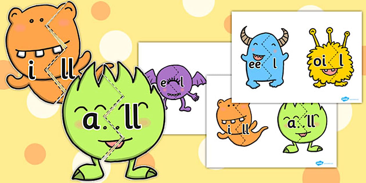 Vowel and Final 'L' Sound Monster Jigsaws (teacher made)