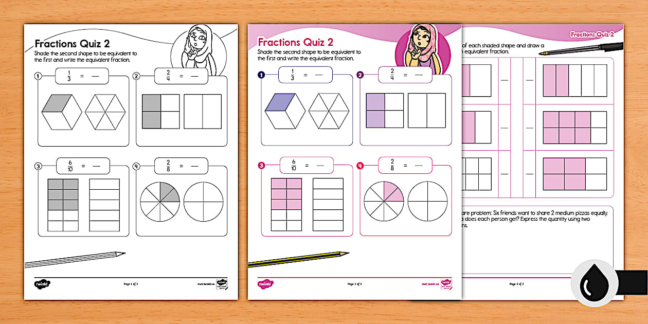 Grade 3 Fractions Mini Assessment 2 (teacher made) - Twinkl