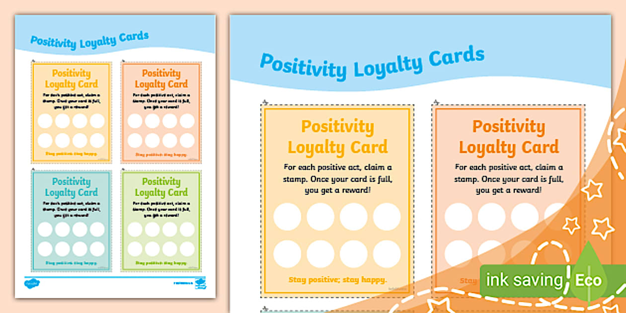 Editable Positivity Loyalty Cards (Hecho por educadores)