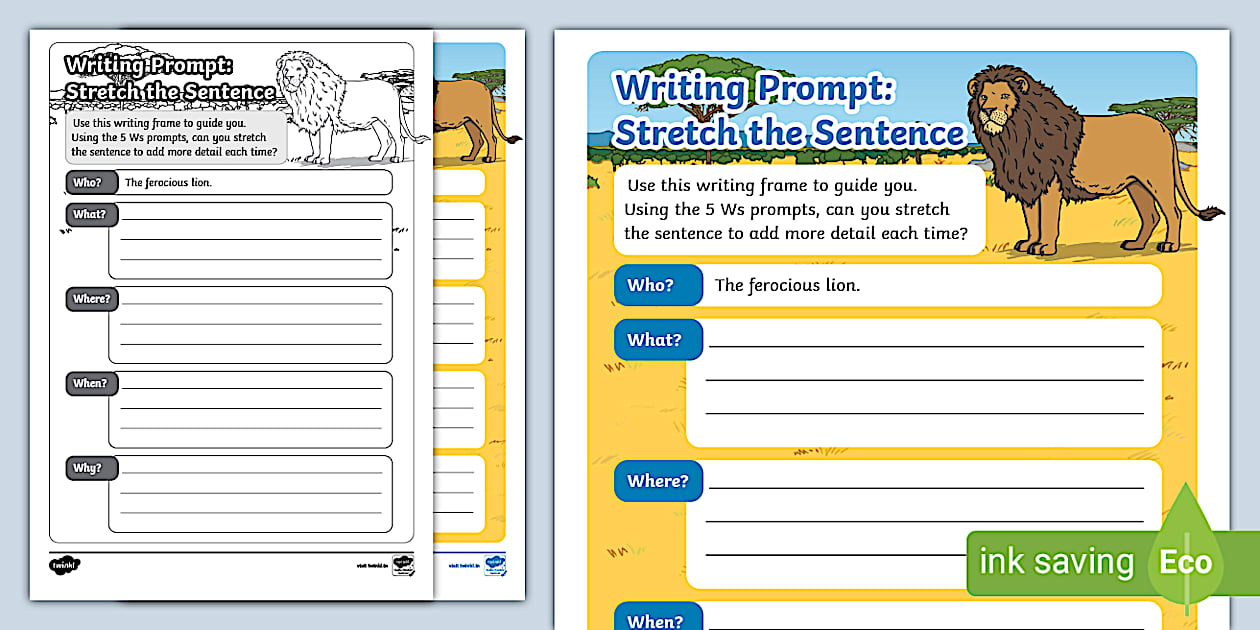 Writing Prompt: Stretch the Lion Sentence (teacher made)