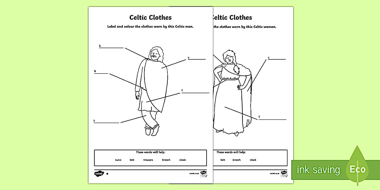 Editable Celtic Clothes Differentiated Worksheets - Twinkl