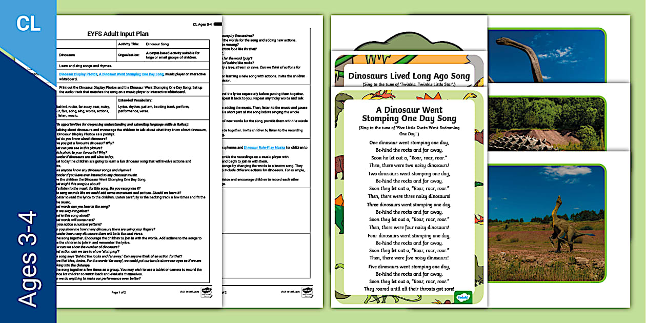 EYFS Dinosaur Song Adult Input Plan and Resource Pack