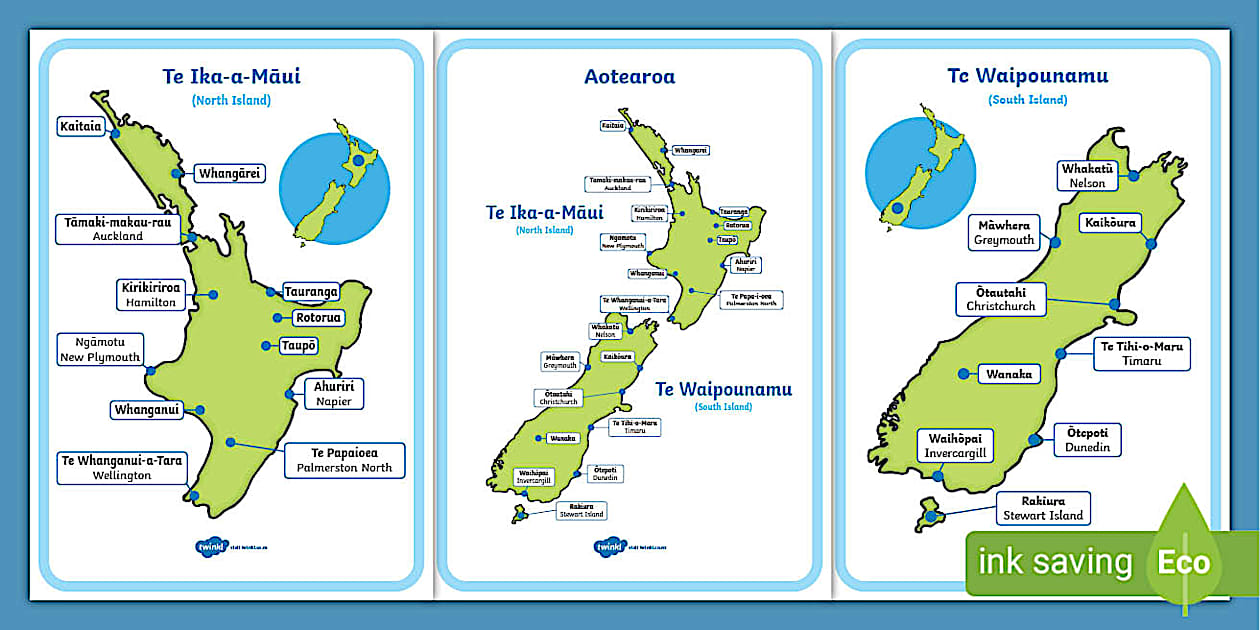 Editable Map of New Zealand with Māori Place Names - NZ / Aotearoa