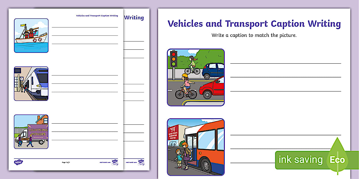 Vehicles and Transport Caption Writing Activity | Twinkl