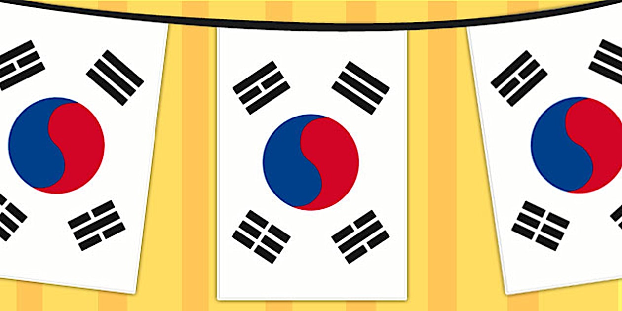 Korea Republic A4 Flag Bunting (teacher made) - Twinkl
