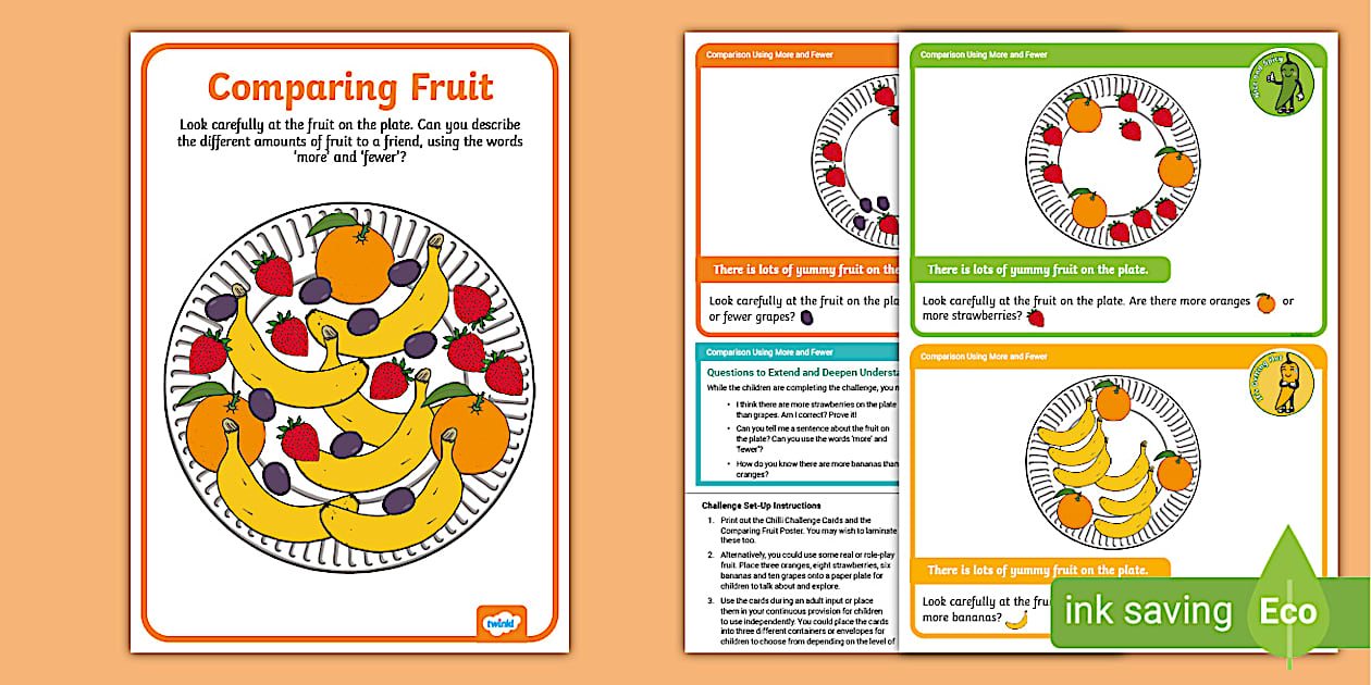 EYFS Maths Comparison Challenges: Quantities of Fruit