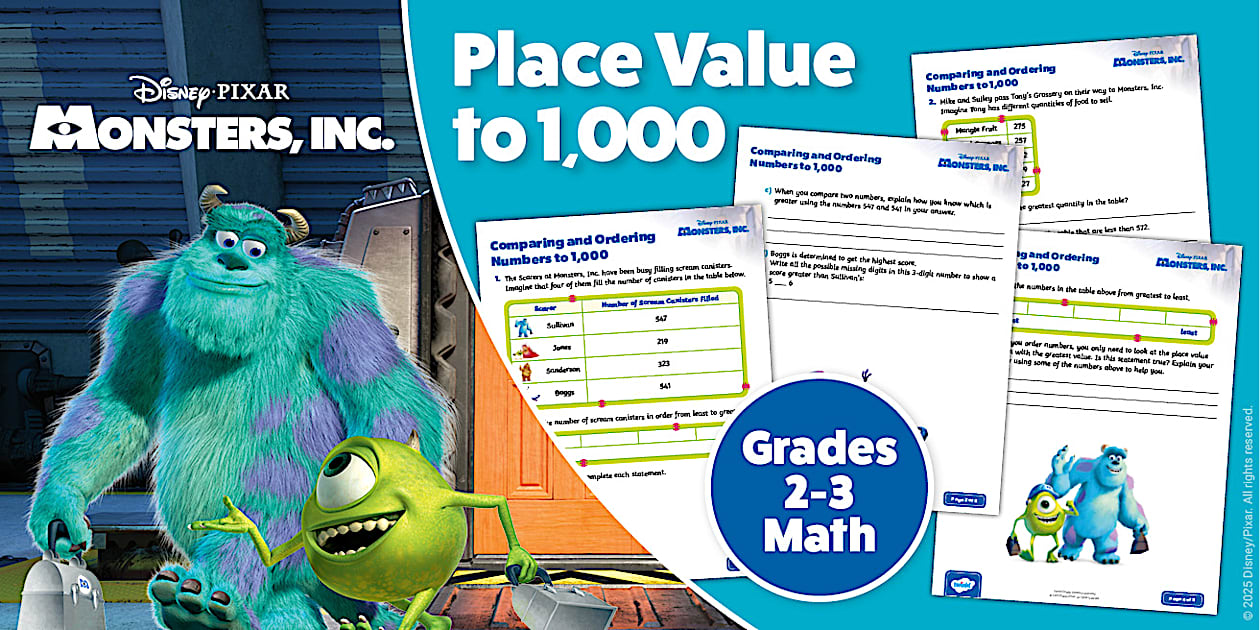 Monsters, Inc.: Comparing & Ordering Numbers to 1,000