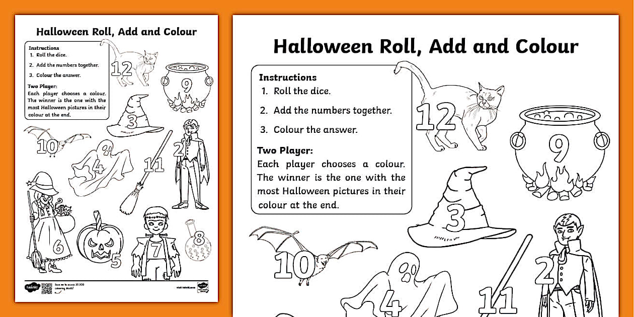 Halloween Roll and Colour Worksheet