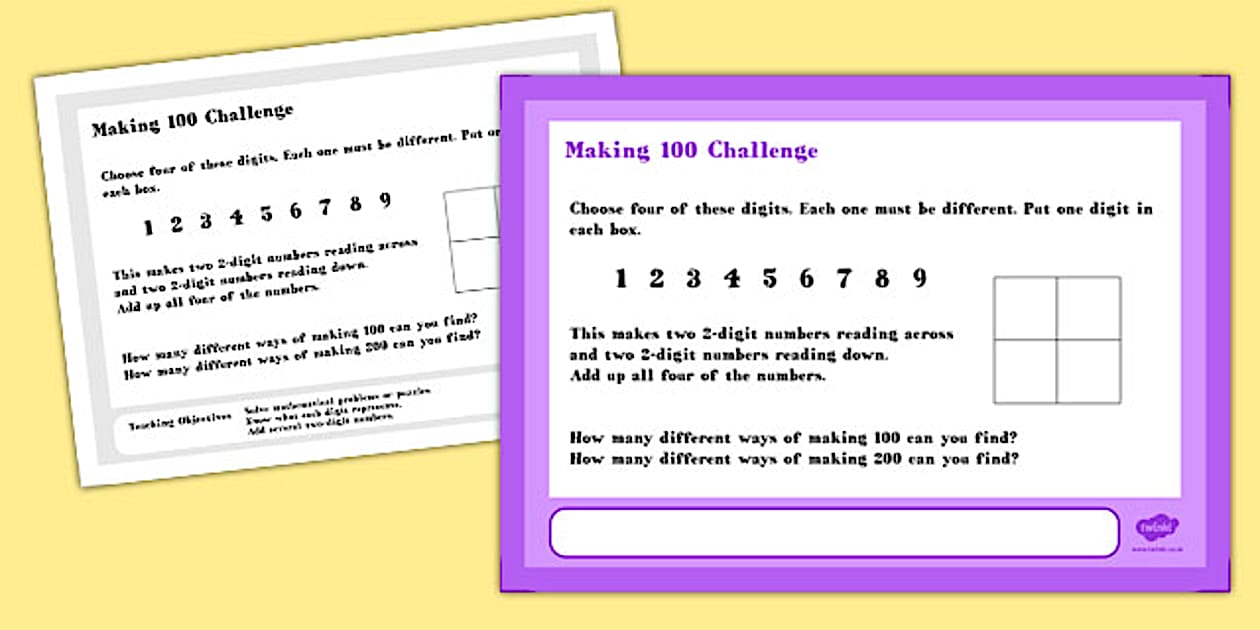 Making 100 Maths Challenge A4 Display Posters - Twinkl