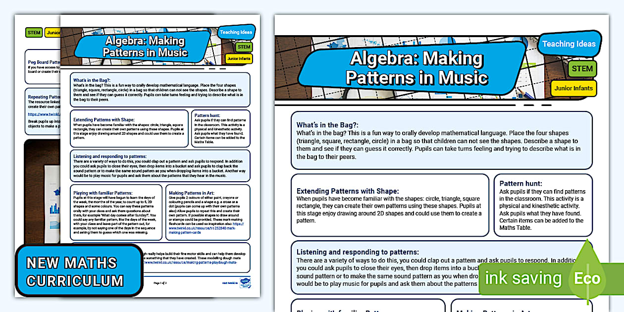 Algebra Patterns in Music Teaching Ideas (Teacher-Made)