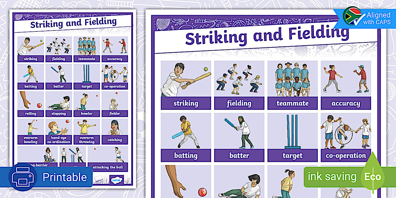 Grade 6 Physical Education Striking and Fielding Word Grid