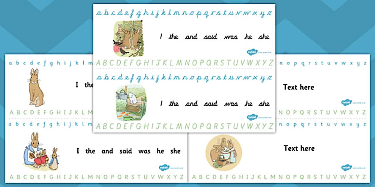 Cursive The Tale of Peter Rabbit Alphabet Strips - Twinkl