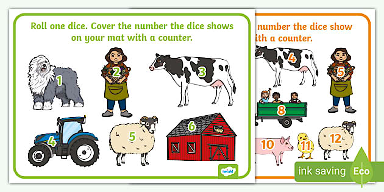 Farmer Dice Pattern Activity Mats (teacher made) - Twinkl