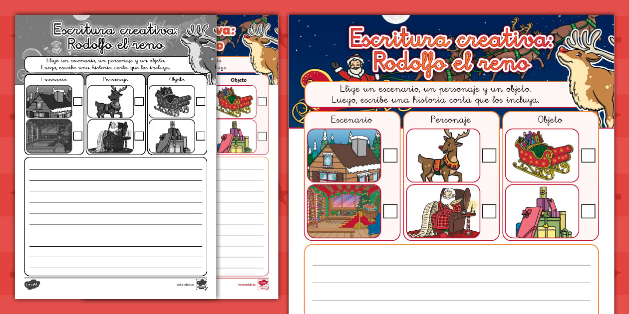Ficha de actividad: Escritura creativa - Rodolfo el reno