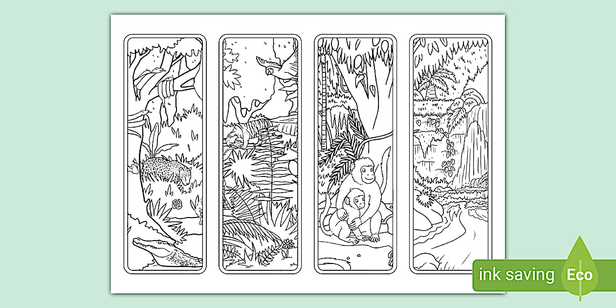 Rainforest Colouring Bookmarks (teacher made) - Twinkl