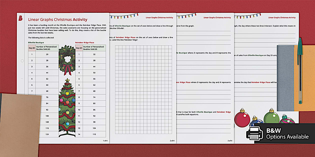 Linear Graphs Christmas Activity (teacher made) - Twinkl