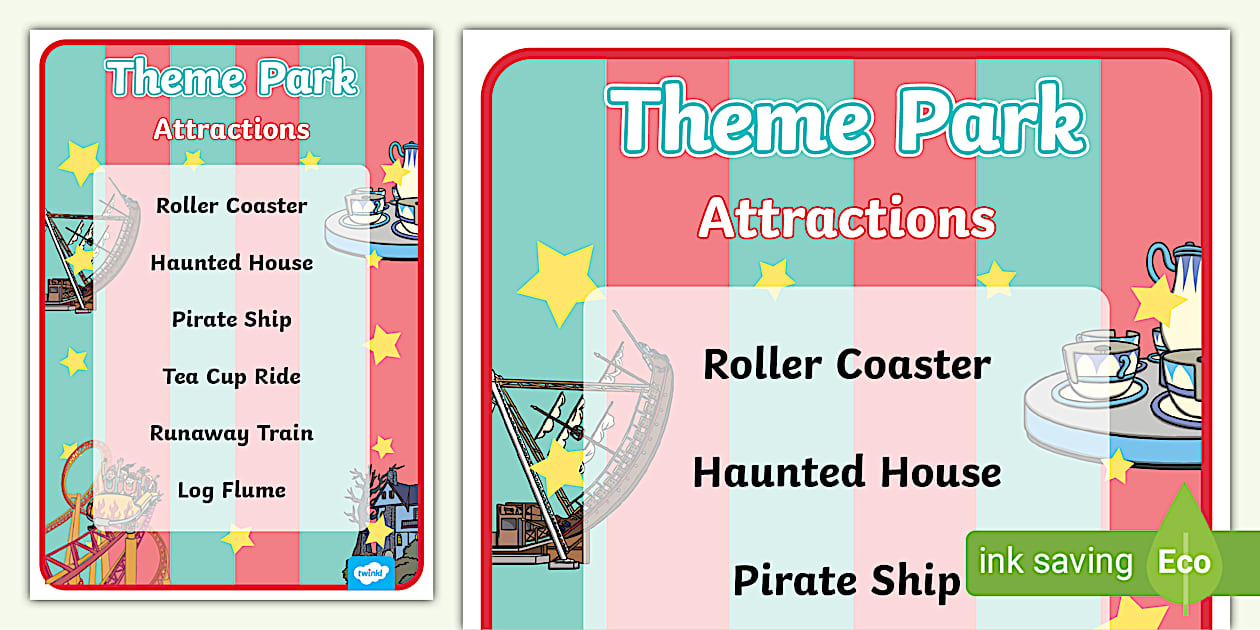 Theme Park Attraction List - Twinkl