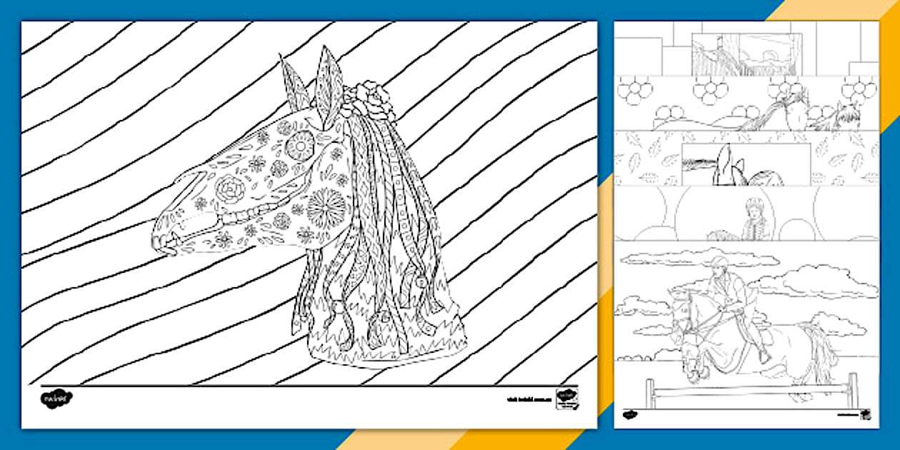Horse Sports Mindfulness Colouring Sheets (teacher made)