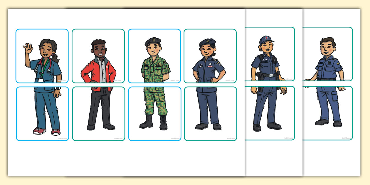 Singapore People Who Help Us Matching Puzzle Game - Twinkl