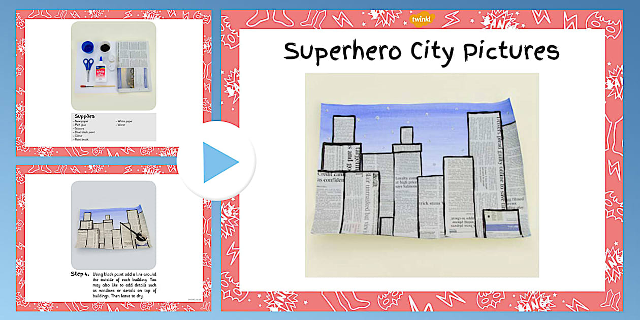 Superhero City Picture Craft Instructions PowerPoint - superhero