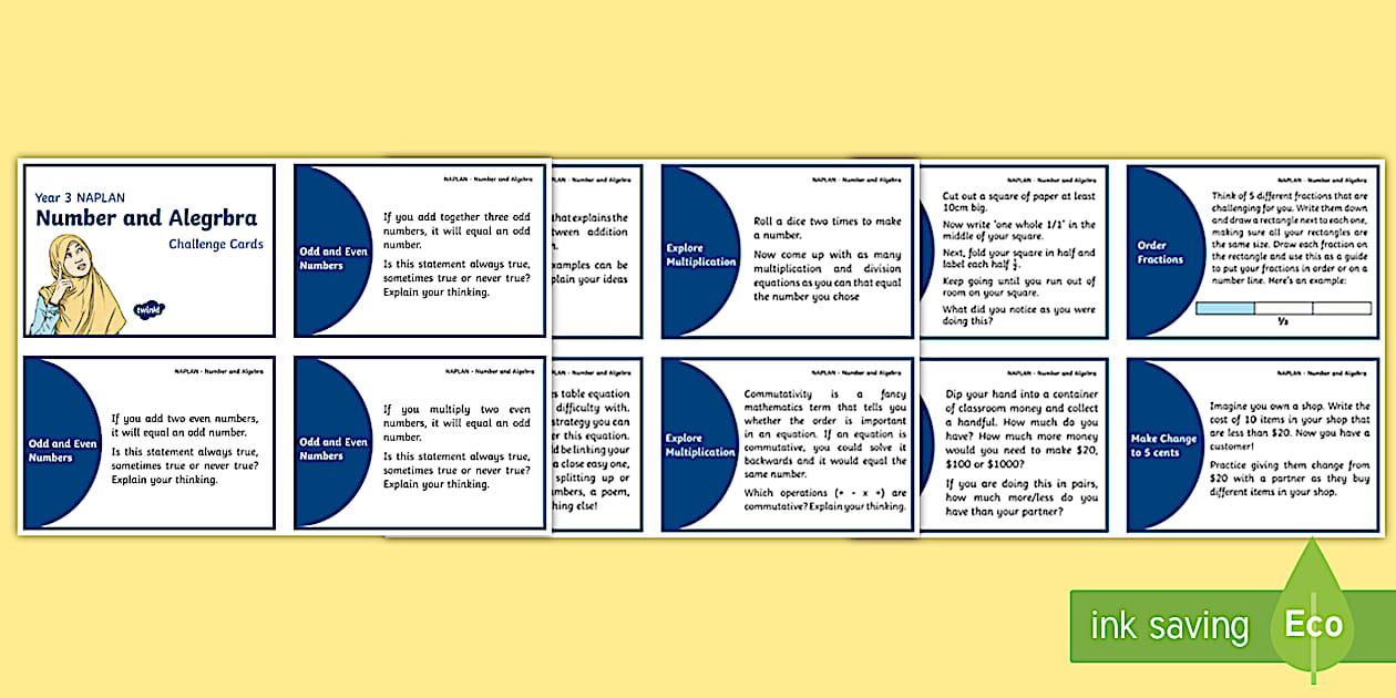 Year 3 NAPLAN Number and Algebra Open Ended Challenge Cards