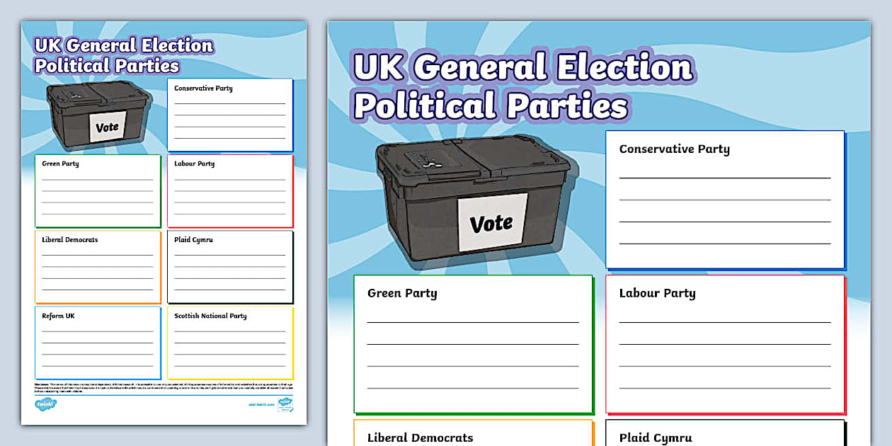 UK General Election Political Parties Fact File Template
