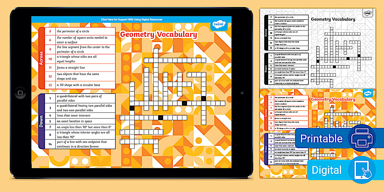 Sixth Grade Geometry Vocabulary Crossword Puzzle - Twinkl