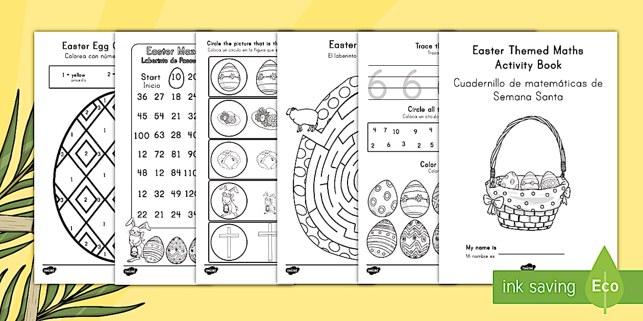Easter Themed Maths Activity Book English/Spanish - Easter Themed Maths