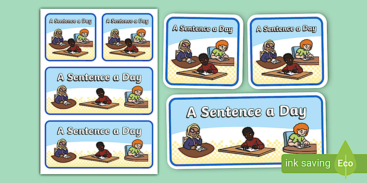 A Sentence a Day Tray Labels (teacher made) - Twinkl