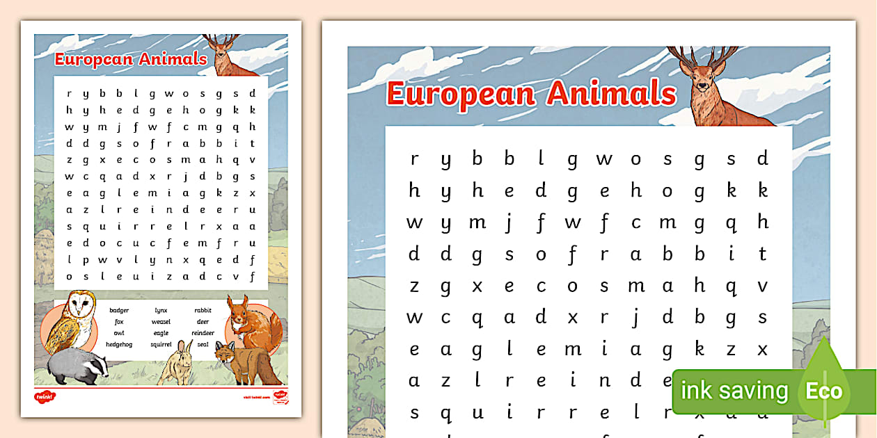 European Animals Word Search (teacher made) - Twinkl