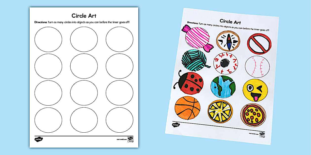 Creative Circle Art Worksheet for K-2nd Grade