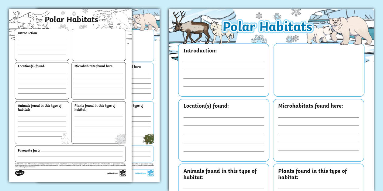 Polar Habitats Non-Chronological Report Template - Twinkl